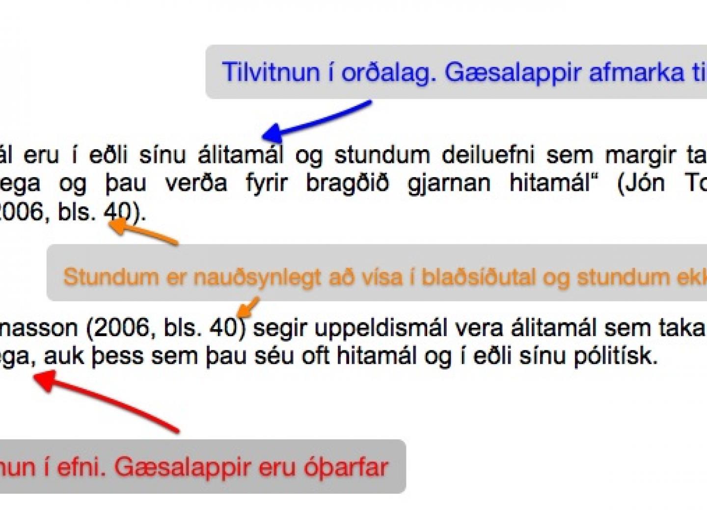 Tilvitnanir | Ritver - Háskóli Íslands